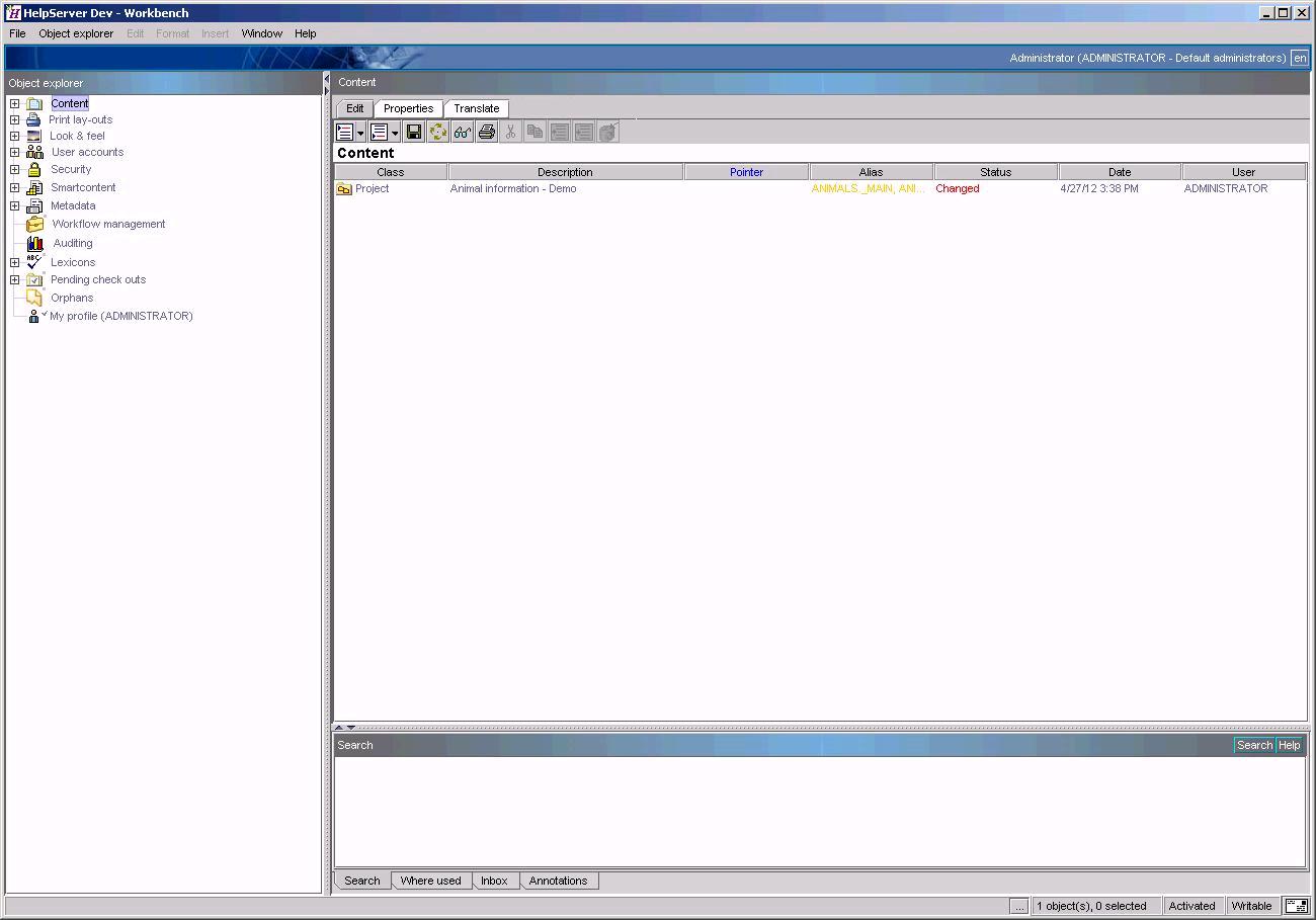 Authoring - Starting the Workbench