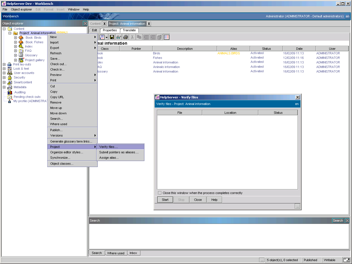 Authoring - Verifying files