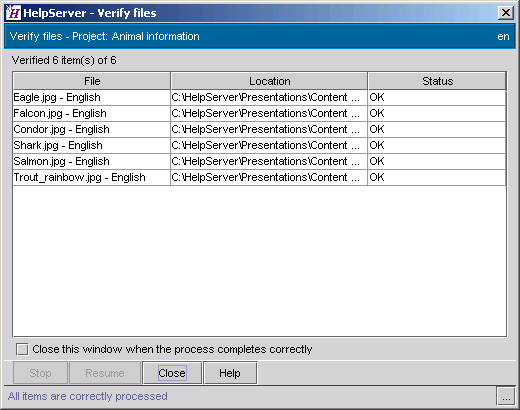 Authoring - Verifying files