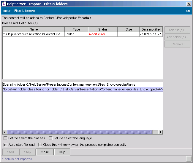 Authoring - Importing an entire folder tree with files