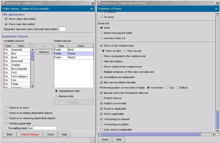Authoring - Changing the classes