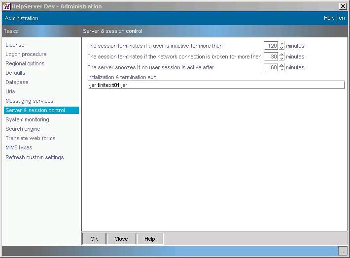 Administration - Server & session control
