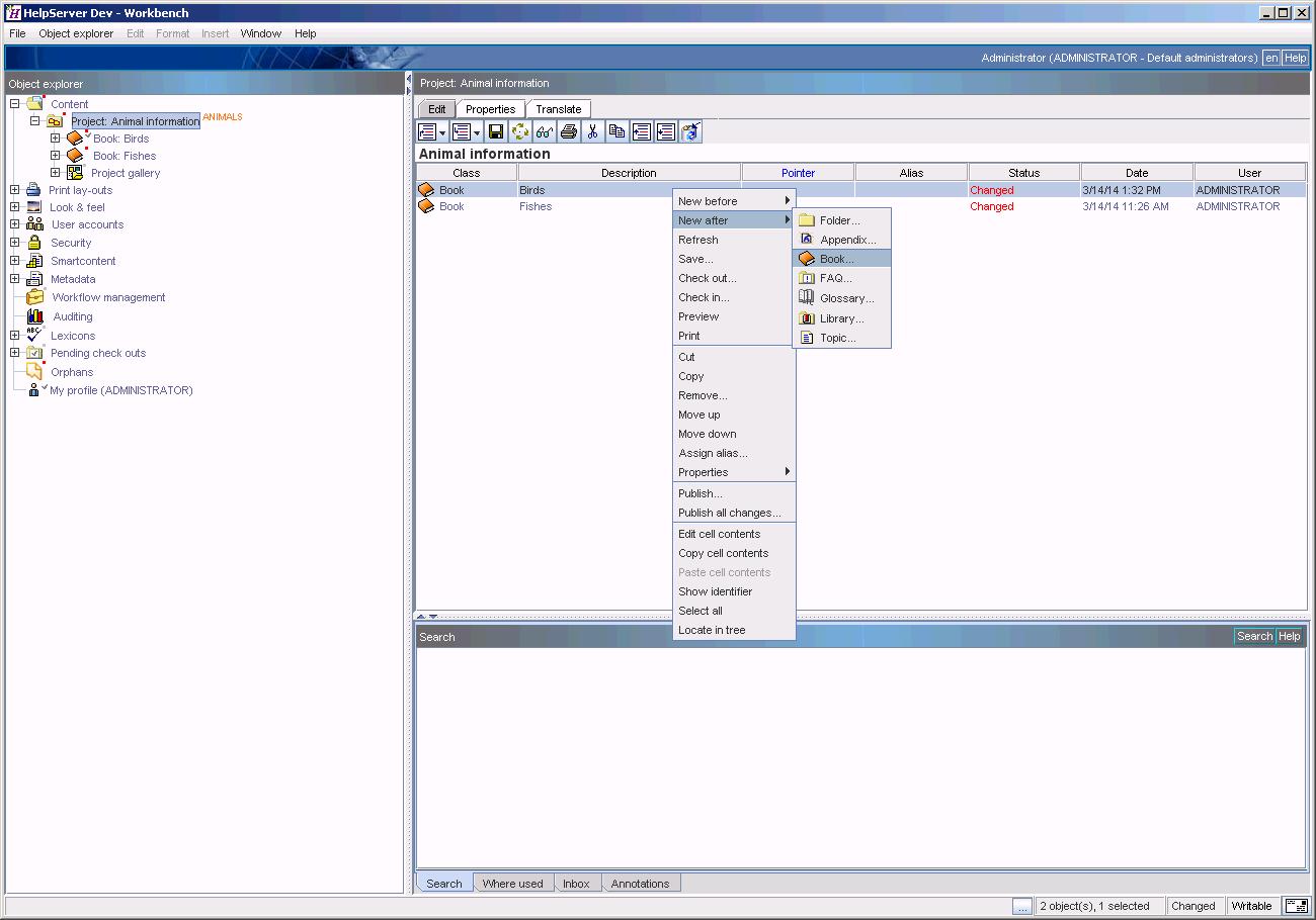 Authoring - Adding new objects at a specific position in the folder