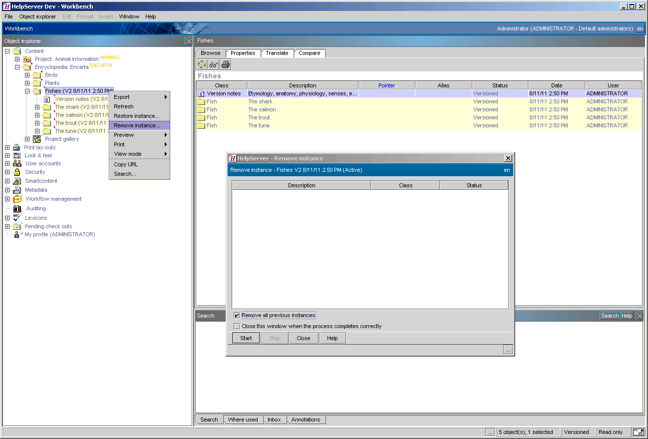 Authoring - Cleanup versions in the mass