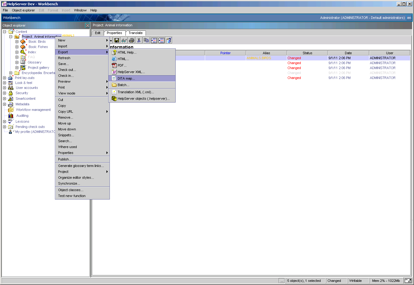 Authoring - Exporting DITA maps
