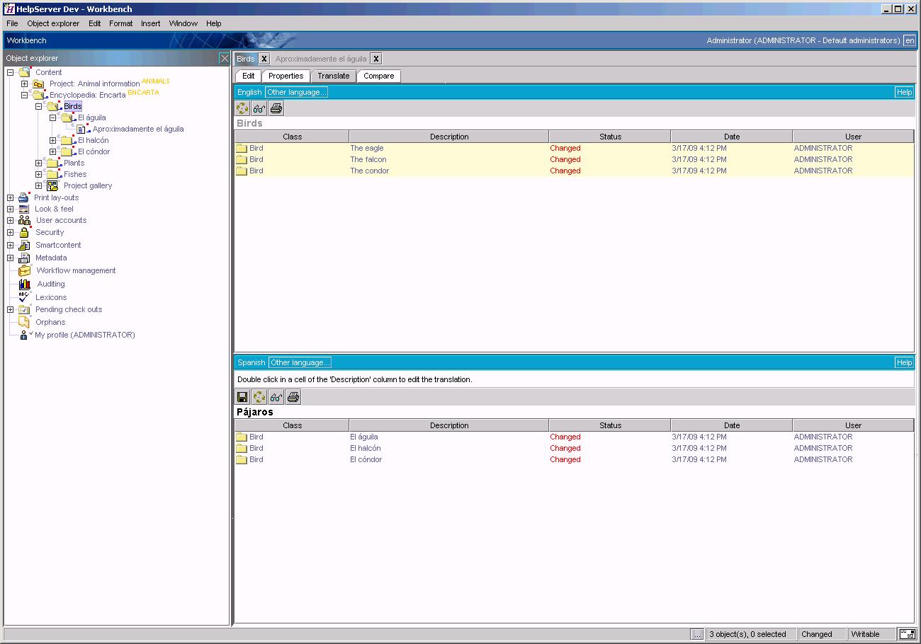 Authoring - Using the translate work mode