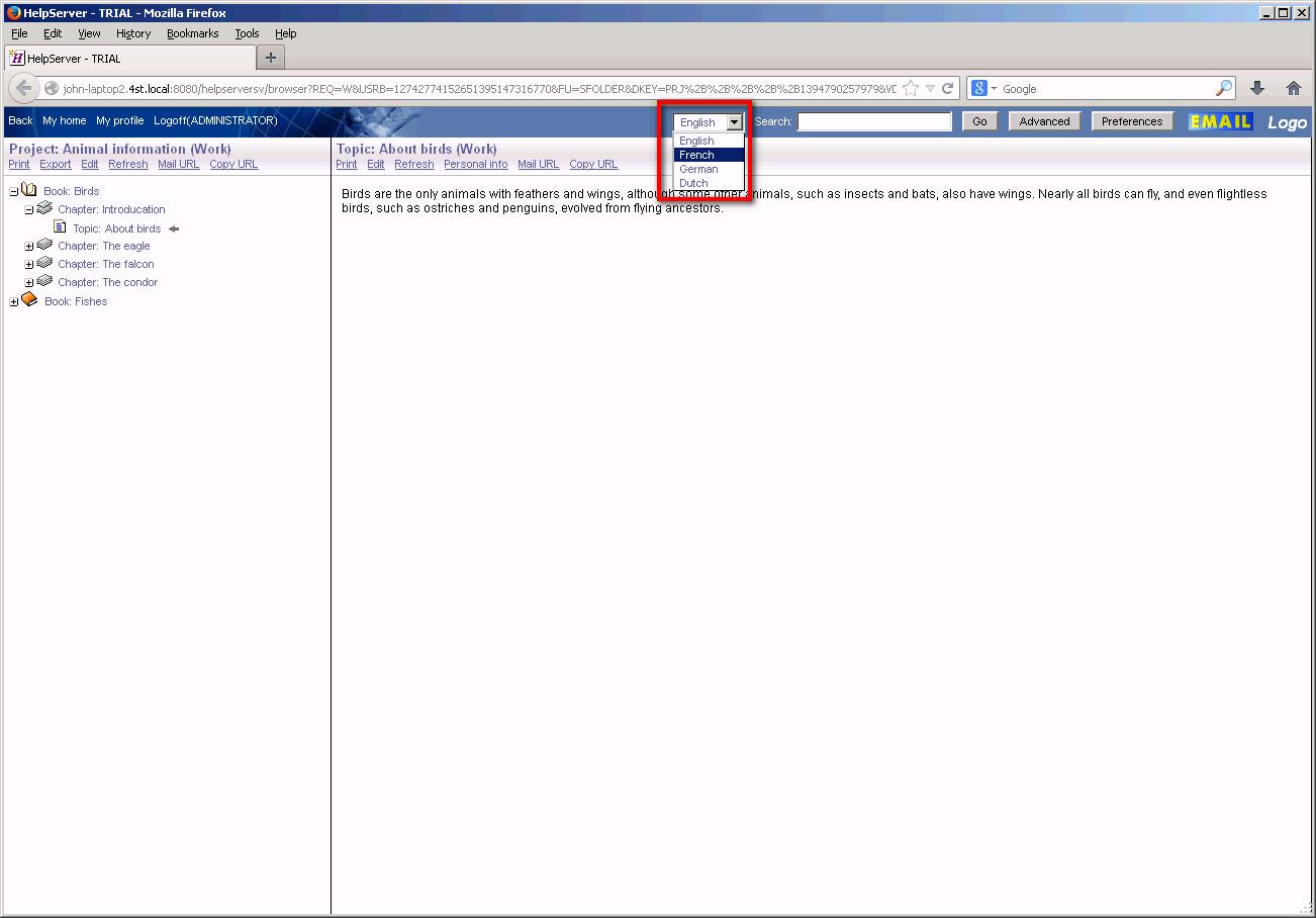 Authoring - Providing a language selection list on the web pages